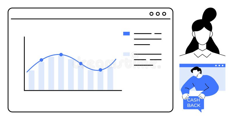 Modern Data Analysis with Cashback Concept Visual Stock Illustration ...