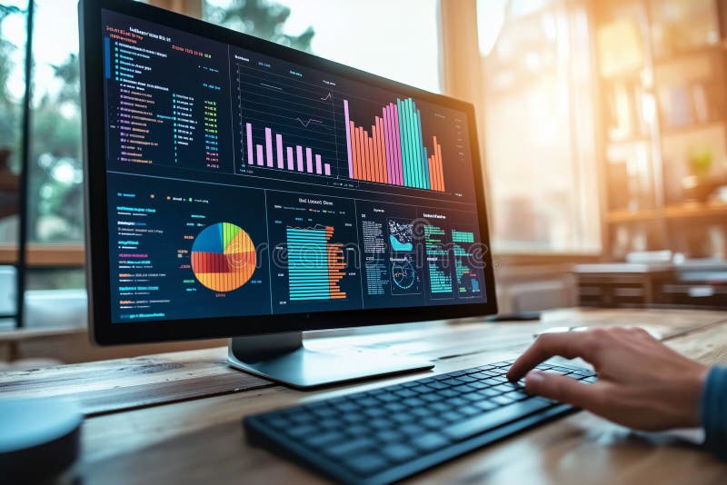 Modern Data Analysis Workspace Stock Illustration - Illustration of modern, productivity: 366035529