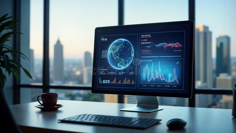 Modern Data Analytics Dashboard with Global Visualization in High-Rise ...