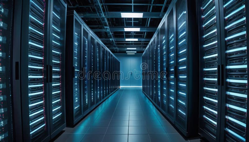 Modern Data Center Aisle stock photo. Image of modern - 313931122