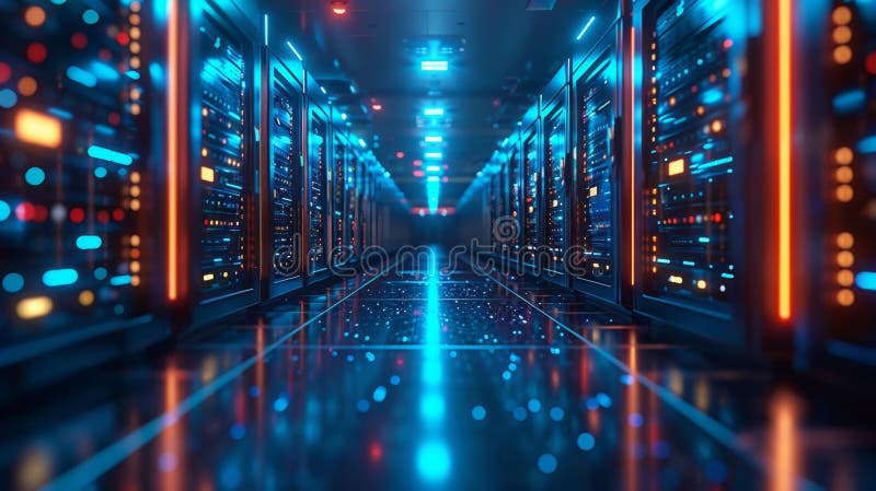 Modern Data Center with Blue Led Lights - Generative Ai Stock ...