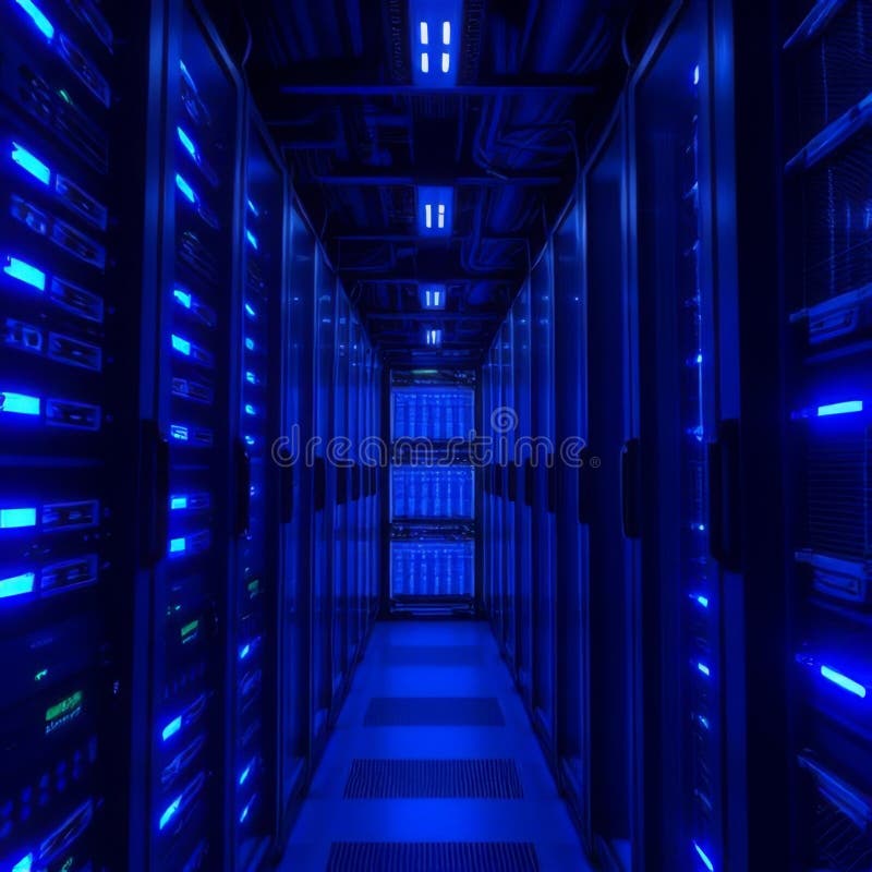 Modern Data Center with Blue LED Server Racks Stock Image - Image of ...
