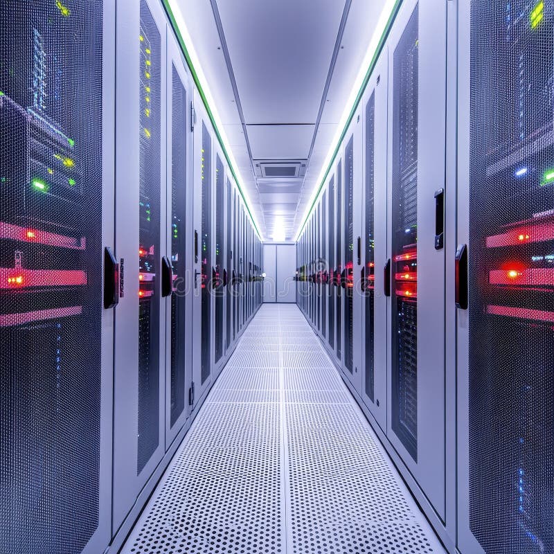 Data Center Server Room Infrastructure Modern High-tech Server Racks in ...