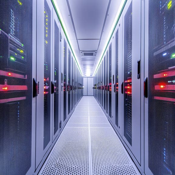 Data Center Server Room Infrastructure Modern High-tech Server Racks in ...