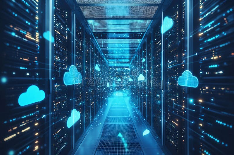 Modern Data Center with Cloud Service with Copy Space Stock ...