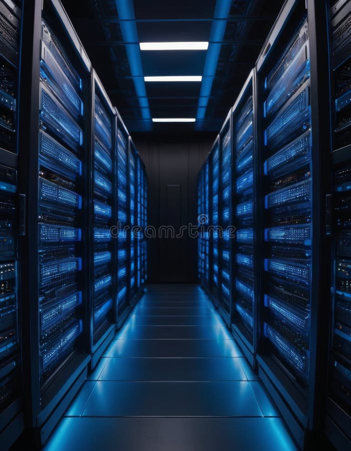 Modern Data Center Corridor Stock Photo - Image of hightech, technology ...