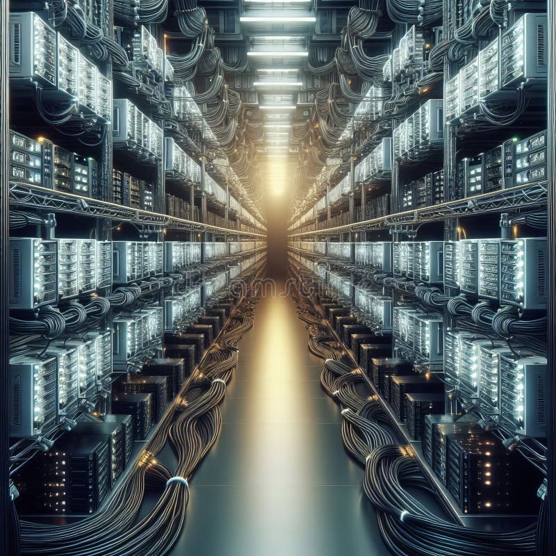 Modern Data Center with Endless Server Racks Stock Image - Image of ...
