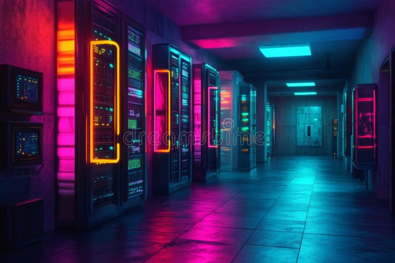 A Modern Data Center Equipped with a Powerful Server Rack Designed for ...