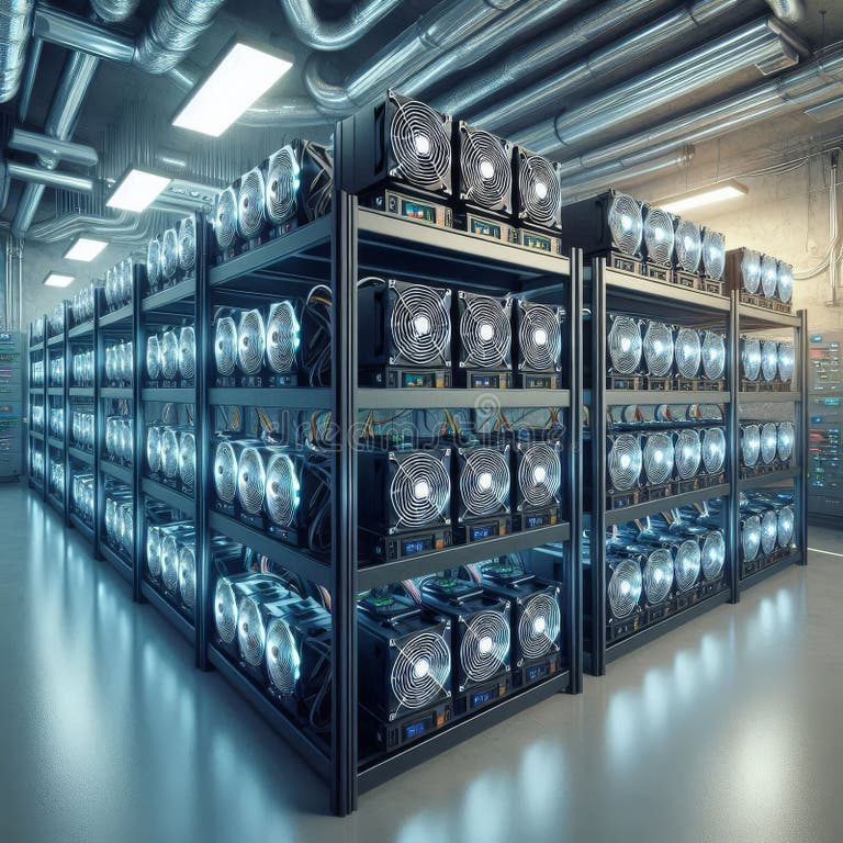 Modern Data Center Features Glowing Servers and Advanced Cooling System ...