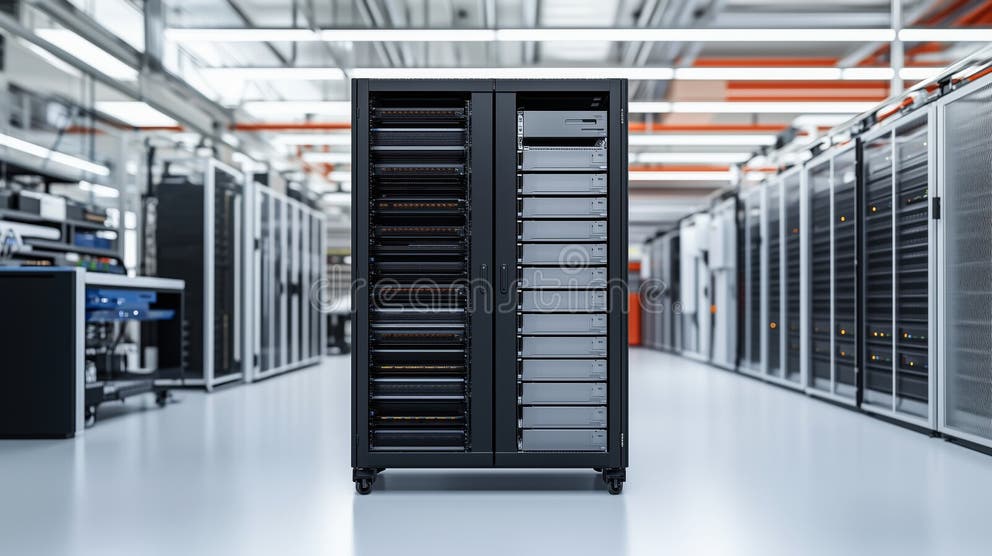 Modern Data Center Featuring Advanced Server Racks and Storage ...