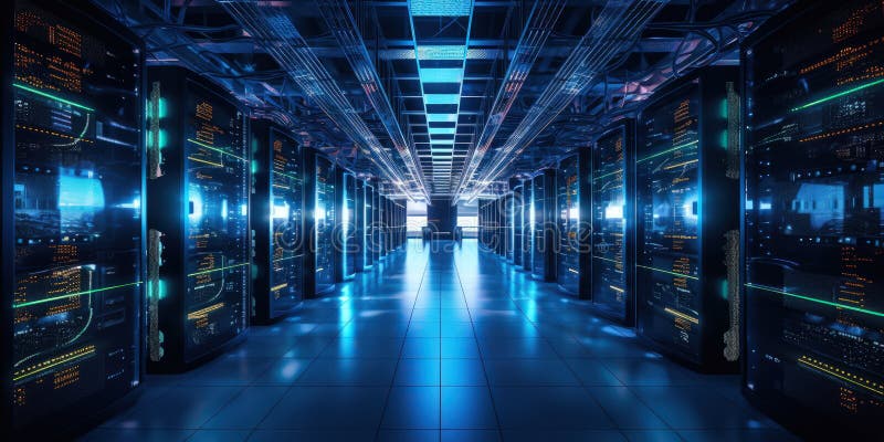 Modern Data Center Featuring Multiple Servers. Stock Image - Image of ...