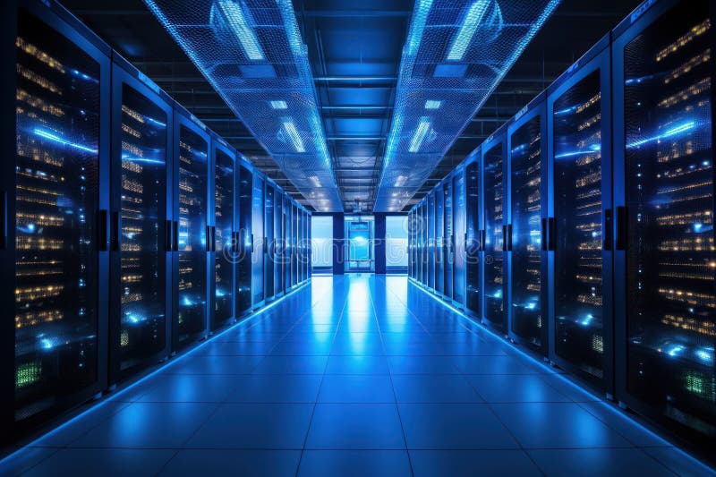 Modern Data Center Featuring Multiple Servers. Stock Illustration ...