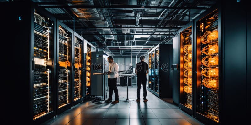 Modern Data Center Featuring Multiple Servers. Stock Photo - Image of ...
