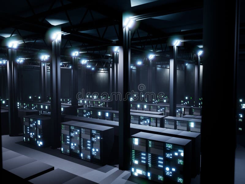 Modern Data Center Filled with Racks and Cabinets Stock Illustration ...
