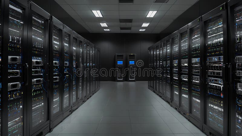 A Modern Data Center Filled with Rows of High-performance Computers ...