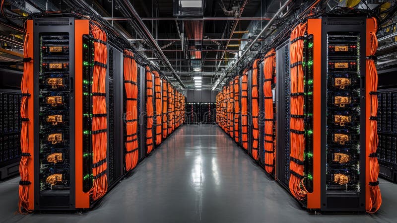 A Modern Data Center Filled with Server Racks and Organized Cabling ...