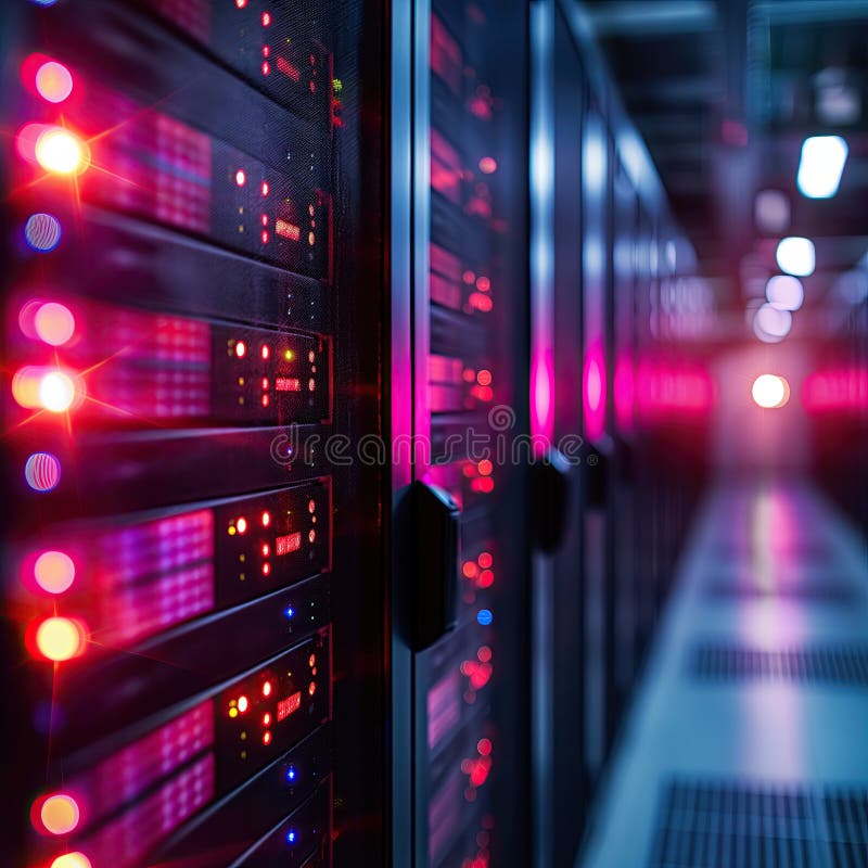 Modern Data Center with Flashes of Light Stock Image - Image of modern ...