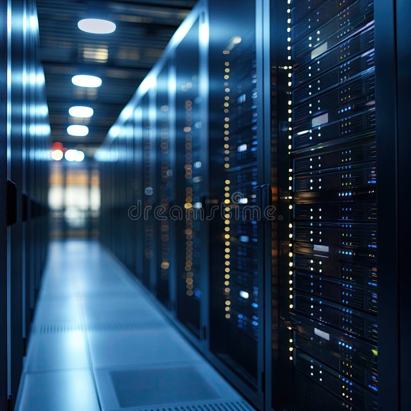 Modern Data Center with Flashes of Light Stock Photo - Image of server ...