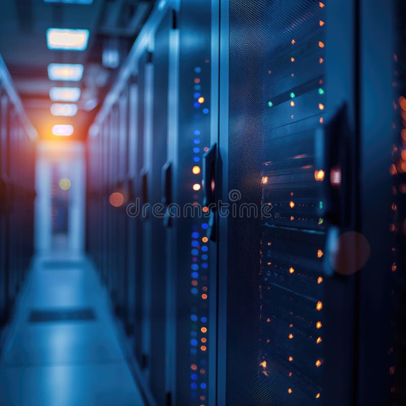 Modern Data Center with Flashes of Light Stock Image - Image of modern ...