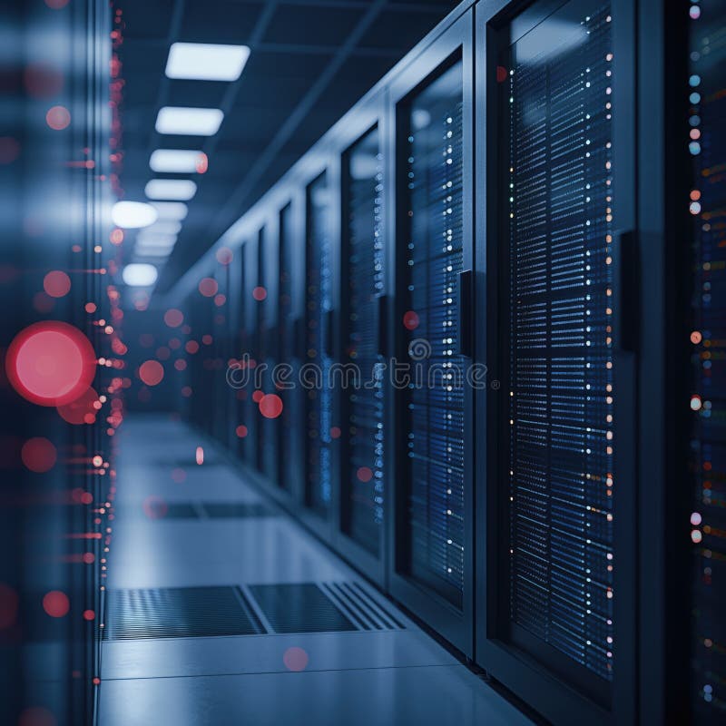 Modern Data Center with Flashes of Light Stock Image - Image of rack ...