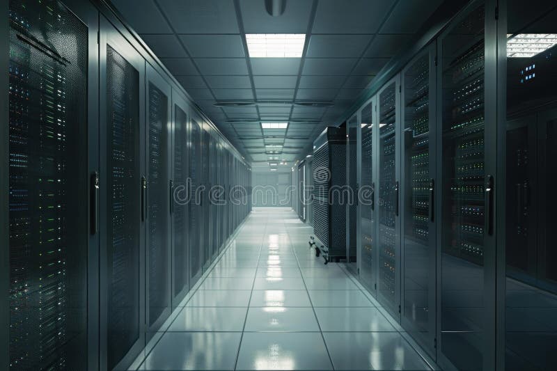 Modern Data Center Hallway with Server Racks Stock Image - Image of ...
