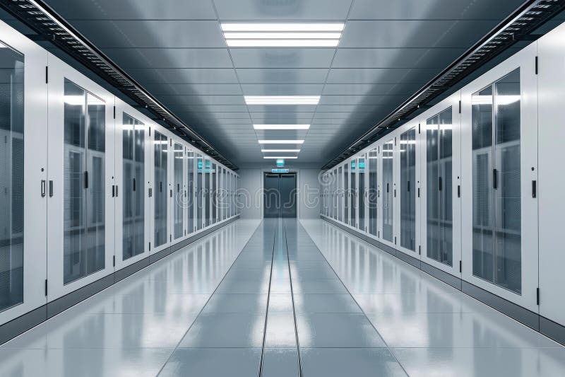 Modern Data Center Hallway with Servers Stock Photo - Image of ...