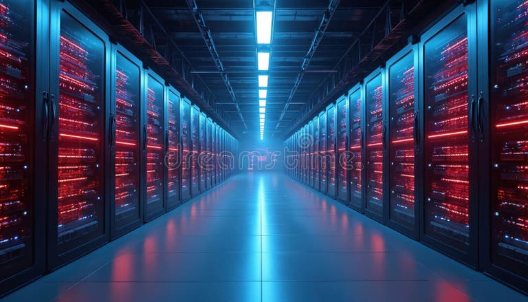 Modern Data Center, Heart Internet Infrastructure, Powerful Servers ...