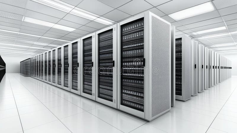 Modern Data Center with High-performance Servers and Security Stock ...