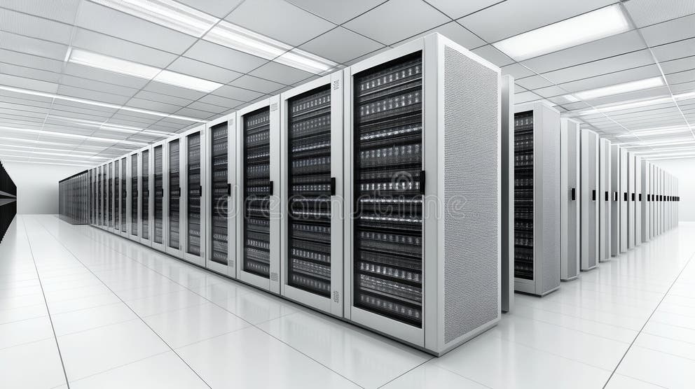 Modern Data Center with High-performance Servers and Security Stock Illustration - Illustration ...