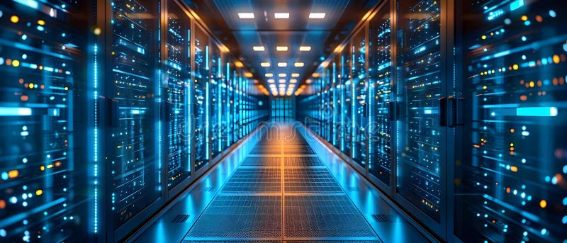 Modern Data Center: Hub of Cloud-Based Security. Concept Data Center Efficiency, Cloud Security ...
