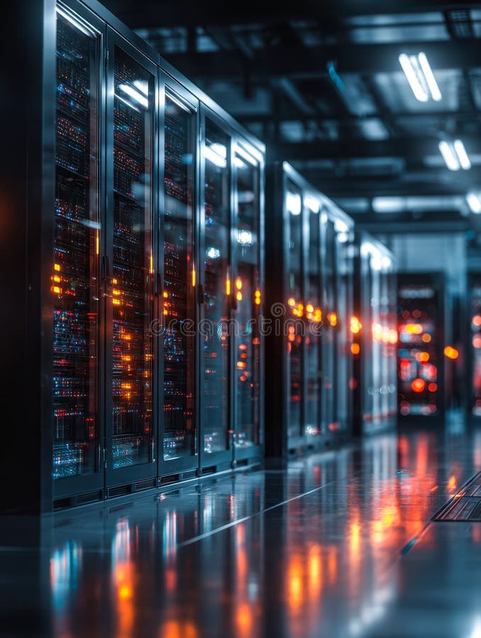 Modern Data Center with Illuminated Server Racks in a High-tech ...