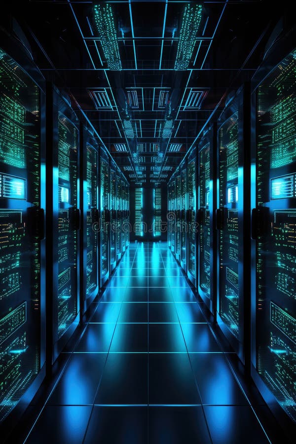 Modern Data Center with Illuminated Server Racks at Night Stock ... Modern Data Center with Illuminated Server Racks at Night Stock ...