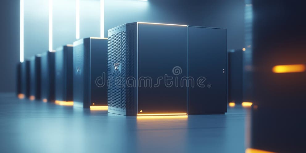 Modern Data Center with Illuminated Server Racks Showcasing Advanced ...