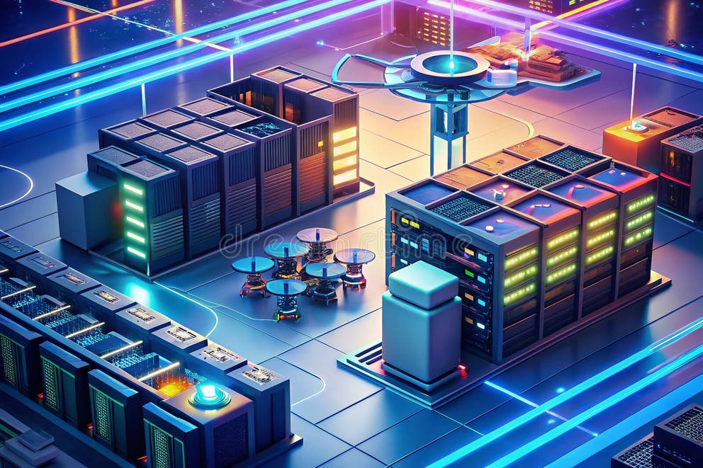 Modern Data Center Infrastructure Secure Server Racks and Network ...