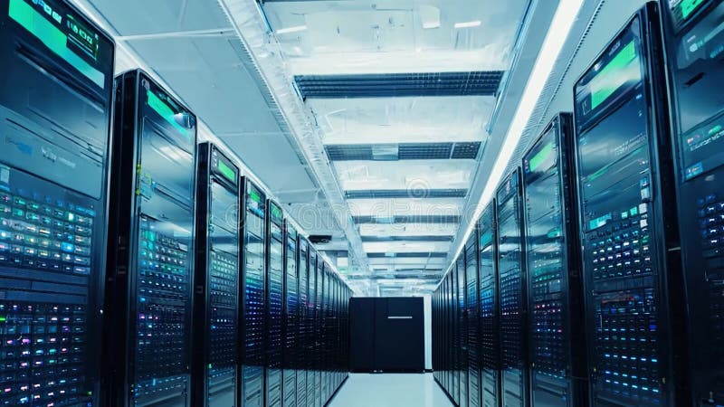 Modern Data Center Interior Featuring High-Tech Servers and Advanced ...