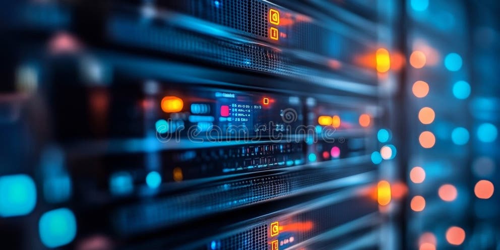 Modern Data Center with Multiple Server Racks and Advanced Data Storage ...