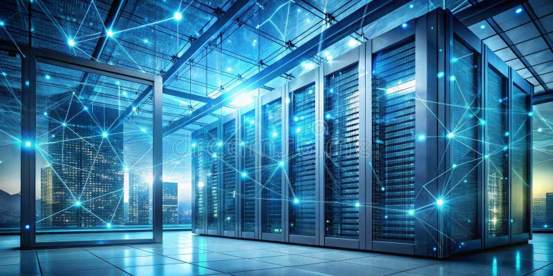 Modern Data Center Network Infrastructure Showing Server Racks and ...