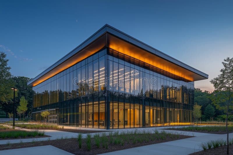 A Modern Data Center Office Building with Glass Facade Stock Image ...