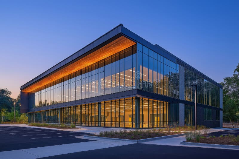 A Modern Data Center Office Building with Glass Facade Stock Image ...