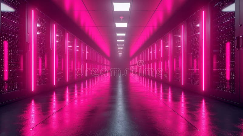 Futuristic Data Center Glowing Servers Neon Lights High Tech ...