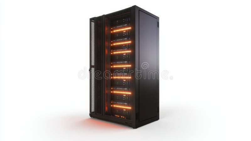 A Modern Data Center Rack Featuring Glowing LED Lights. this Innovative ...