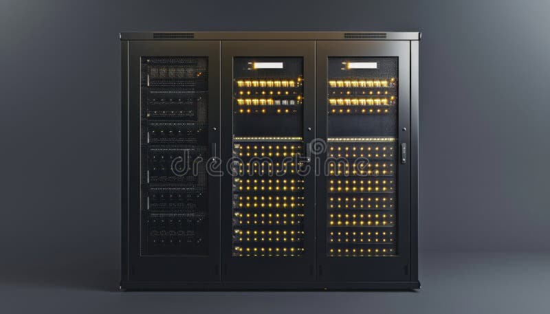 Modern Data Center Rack with Numerous Illuminated Servers and Storage ...