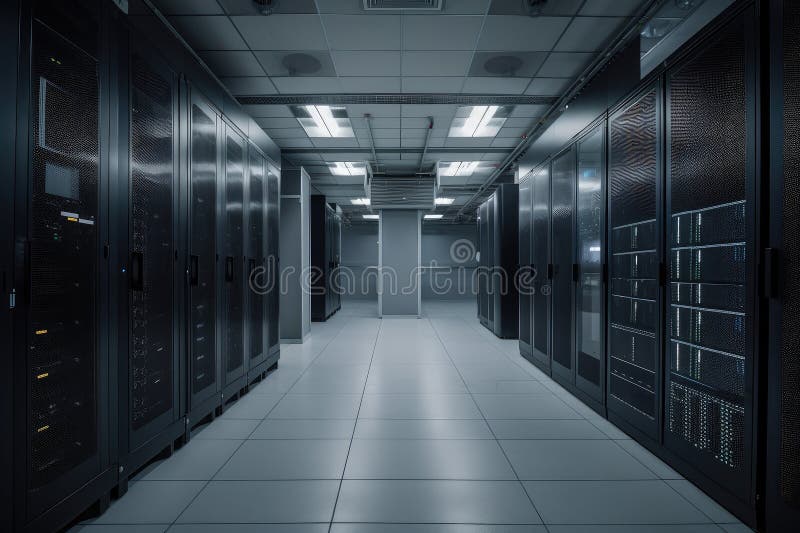 Modern Data Center, with Racks upon Racks of Servers and Other Hardware ...