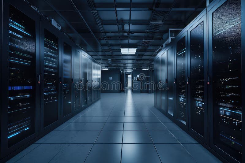 Modern Data Center, with Racks upon Racks of Servers and Other Hardware ...