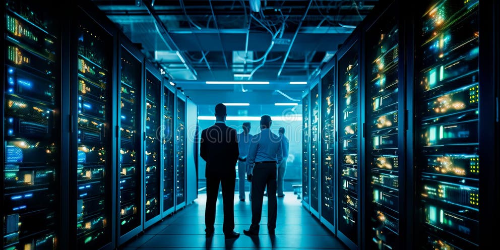 A Modern Data Center with Racks of Servers, Cooling Systems, and ...