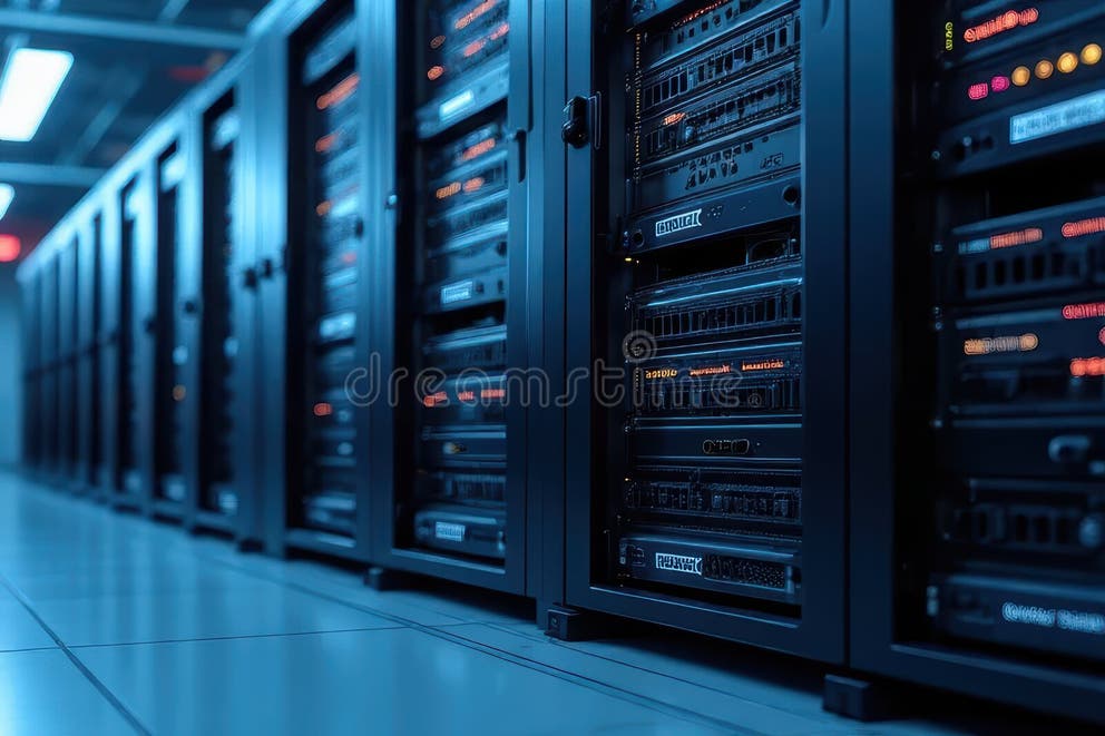 Modern Data Center with RAID Server Stock Illustration - Illustration ...
