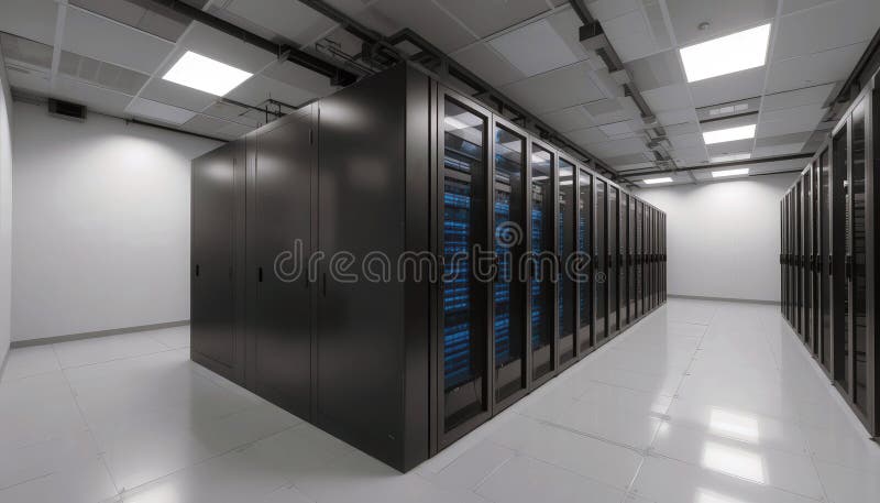 Modern Data Center Room with Server Racks and Advanced Cooling System ...