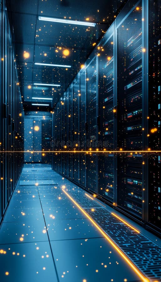 Modern Data Center With Rows Of Network Servers Big Data Technology