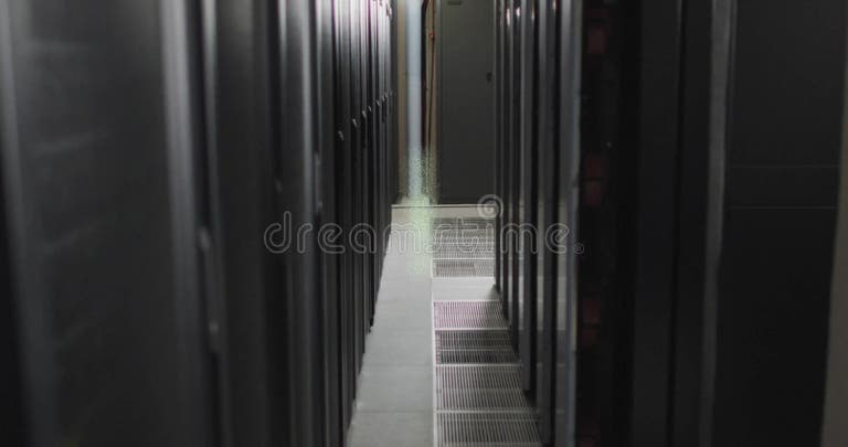 Modern Data Center with Rows of Servers and Advanced Cooling Systems ...