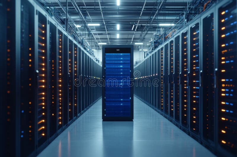Modern Data Center with Rows of Servers Symbolizing Fast Data ...